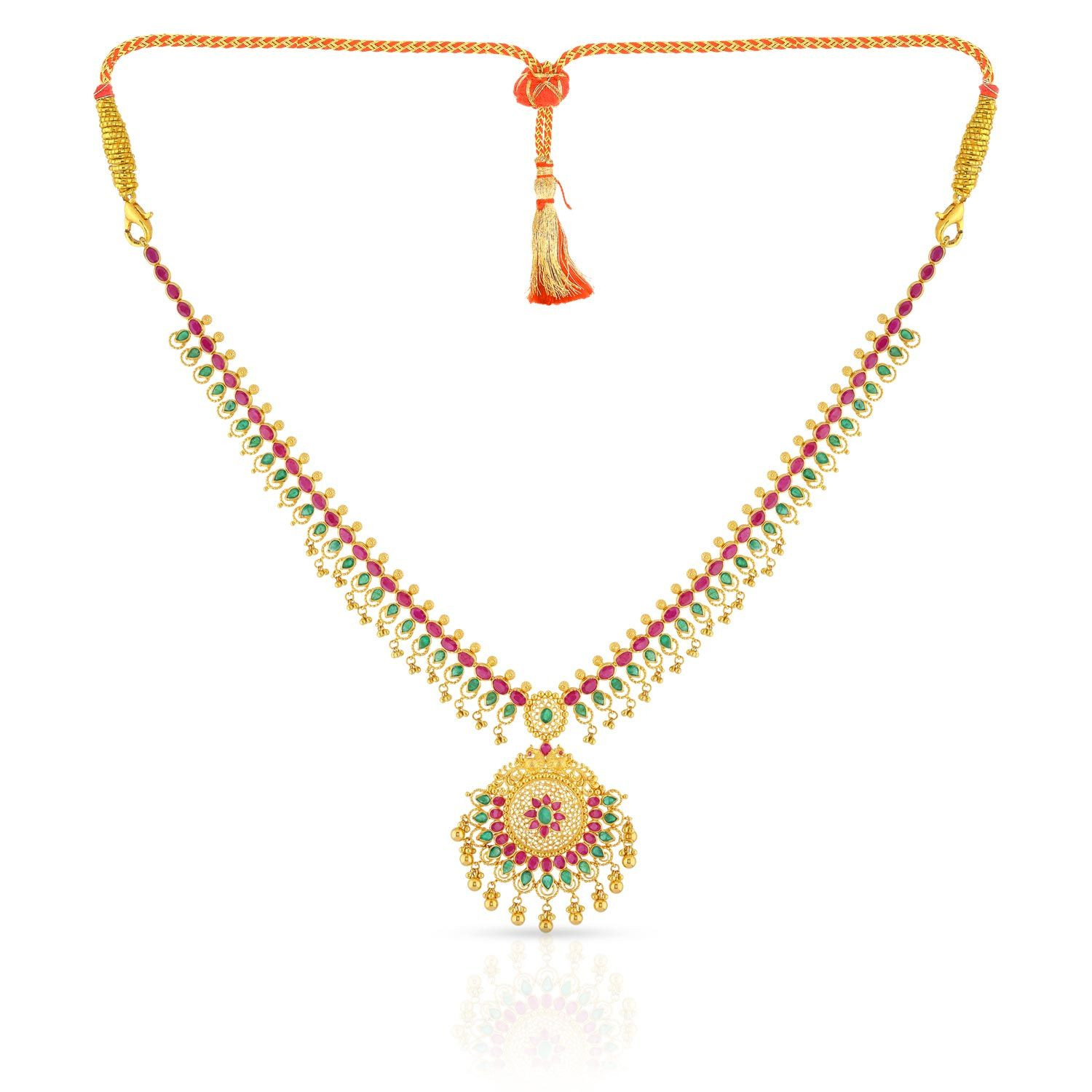 Gemstone necklace malabar gold store