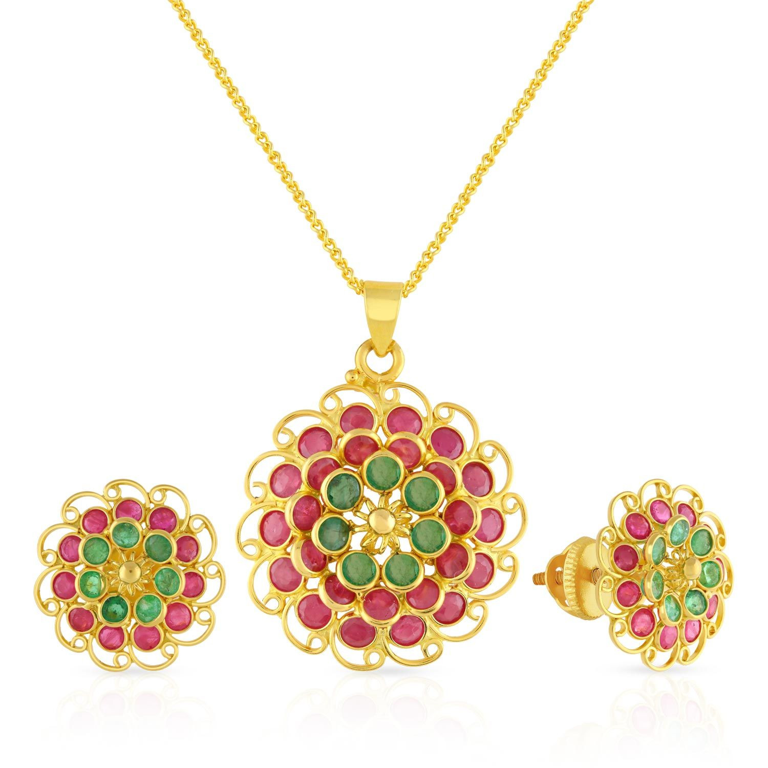 Ruby necklace set malabar gold store
